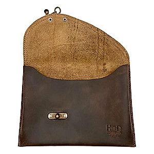 Hide & Drink, Petit Travel Vintage Leather Clutch Bag Handmade from Full Grain Leather, Women's Fashion - Bourbon Brown