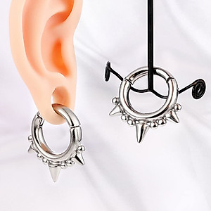 LADEMAYH 2Pcs 2g Ear Weights for Stretched Ears, Silver Rivet Hoop Size 2 Gauge Earrings Dangle Gauges for Women, Surgical Steel Ear Hangers Weighted Gauges for Ears