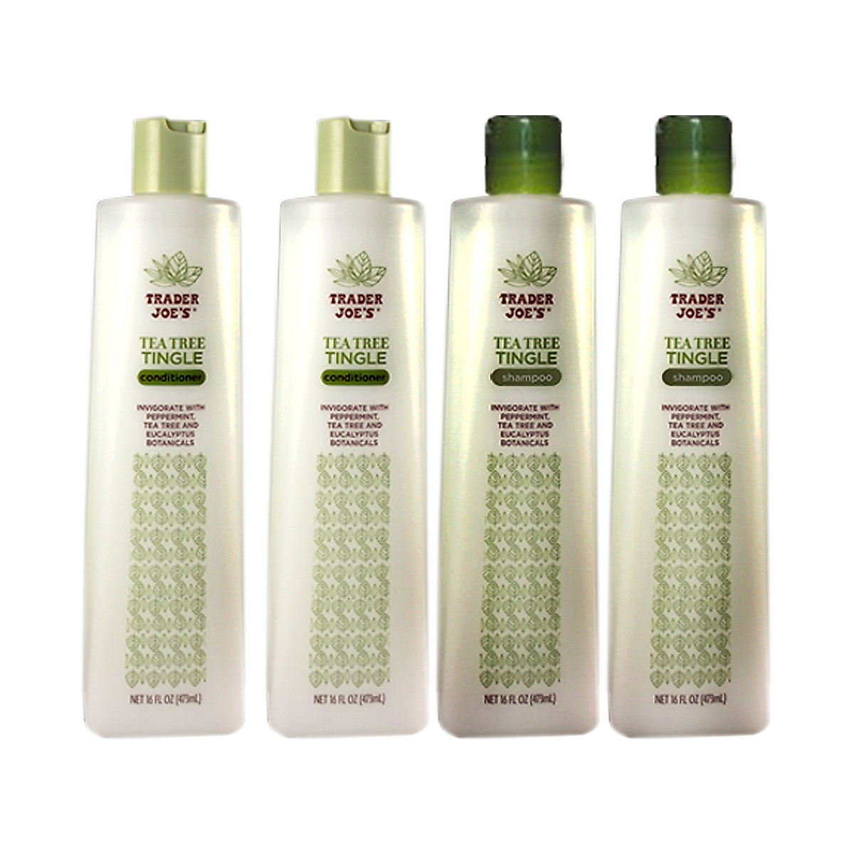 Trader Joe's Tea Tree Tingle Moisturizing Shampoo & Conditioner 4 Pack (2 Each) - CRUELTY FREE