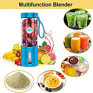 Portable Blender for Shakes and Smoothies, Upgraded 18Oz Portable Blenders with 6 Blades and Type-C Rechargeable, Fruit Veggie Juicer Electric Mini Portable Mixer Cup for Travel Sports Kitchen