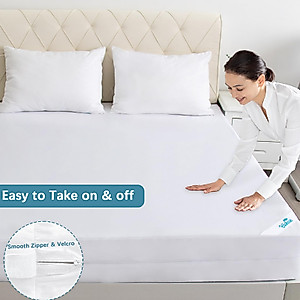 Full Size Zippered Mattress Protector(3/4/5/7/9/13Inches), Mattress Cover & Mattress Encasement Fits for Amazon Basics & ZINUS Box Spring Mattress, 6 Sides Wrapping Box Spring Cover