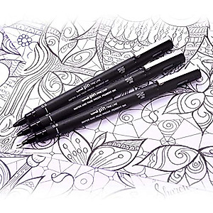 Uni Pin Drawing Pens/6 Assorted Tip Sizes, Uni Pin Technical Fineliner Pens, Pack of 6 Assorted Tip Sizes, Black Ink