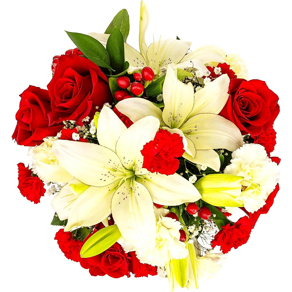 Modern Love | Red, White, Fresh Flower Arrangement with Vase | Arabella Bouquets | Flowers for Delivery, Christmas, Birthday, Congratulations | Premium Hydrated Shipping