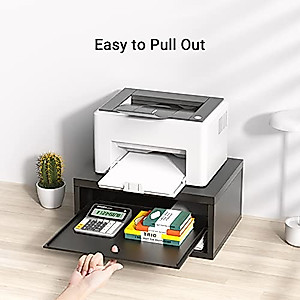AMERIERGO Printer Stand, Desktop Printer Stand, Printer Stand with Storage, Desktop Stand for Printer with Anti - Skid Pads, Desk Organizer for Office & Home, Black