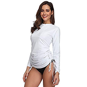 Caracilia Women's Long Sleeves Rash Guard 1/4 Zip One Piece Swimsuit CA105-F100-M
