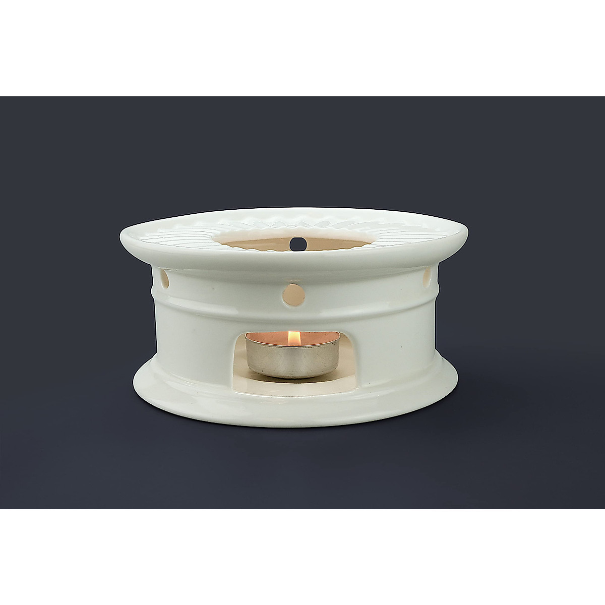 Sun's Tea Universal Ceramic Teapot Warmer | Tea Warmer - Round (Size - 4.25 in / 11 cm Diameter) - Candle Never Flames Out