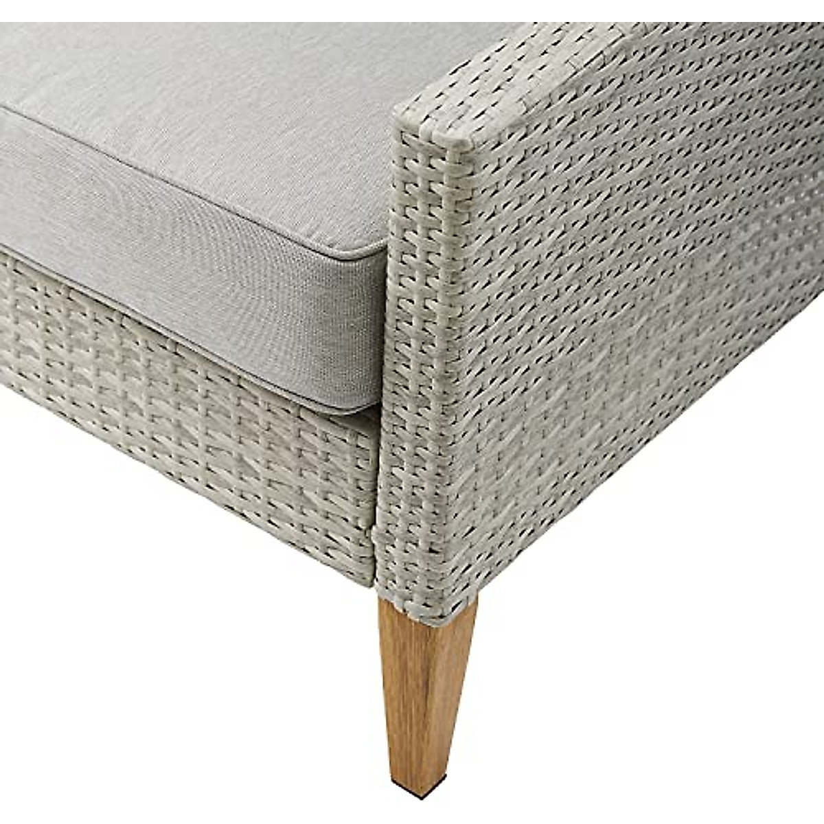 Crosley Furniture Capella 3-Piece Outdoor Sofa Patio Furniture Set, Wicker Conversation Sets for Porch, Acorn with Gray Cushions