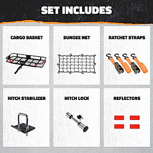 Mockins 60"x20"x6" Folding Trailer Hitch Cargo Carrier Weatherproof | 500 Lbs Cap Luggage Rack for SUV, Cars & Trucks| Universal 2" Receiver Hitch Cargo Rack with Car Carrier Accessories