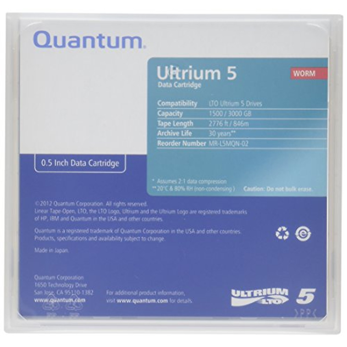 MR-L5MQN-02 Data Cartridge - LTO Ultrium LTO-5-1.5TB (Native) / 3TB (Compressed)