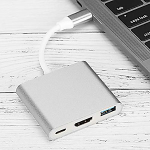 Shanrya Converter, 3 in 1 Type‑c Adapter, 1PCS Plug and Play for Education Presentations Films Exhibitions(Silver)