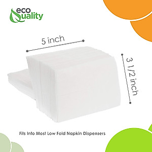 EcoQuality Low Fold Dispenser Napkins, 1-Ply, 3 1/2 x 5 in., White 6400/pk, Dispenser Napkin Refill, Everyday Napkins, Perfect for Restaurants, Diners, Bodegas & Home