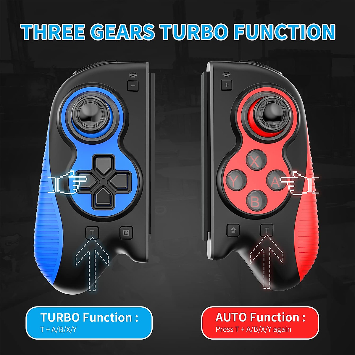 Boconna Switch Controllers Joycon Compatible with Switch/Lite/OLED, Joy Cons for Switch Support Turbo, Wake-up Function and 6-Axis Gyro, Replacement for Switch Joycon with Straps