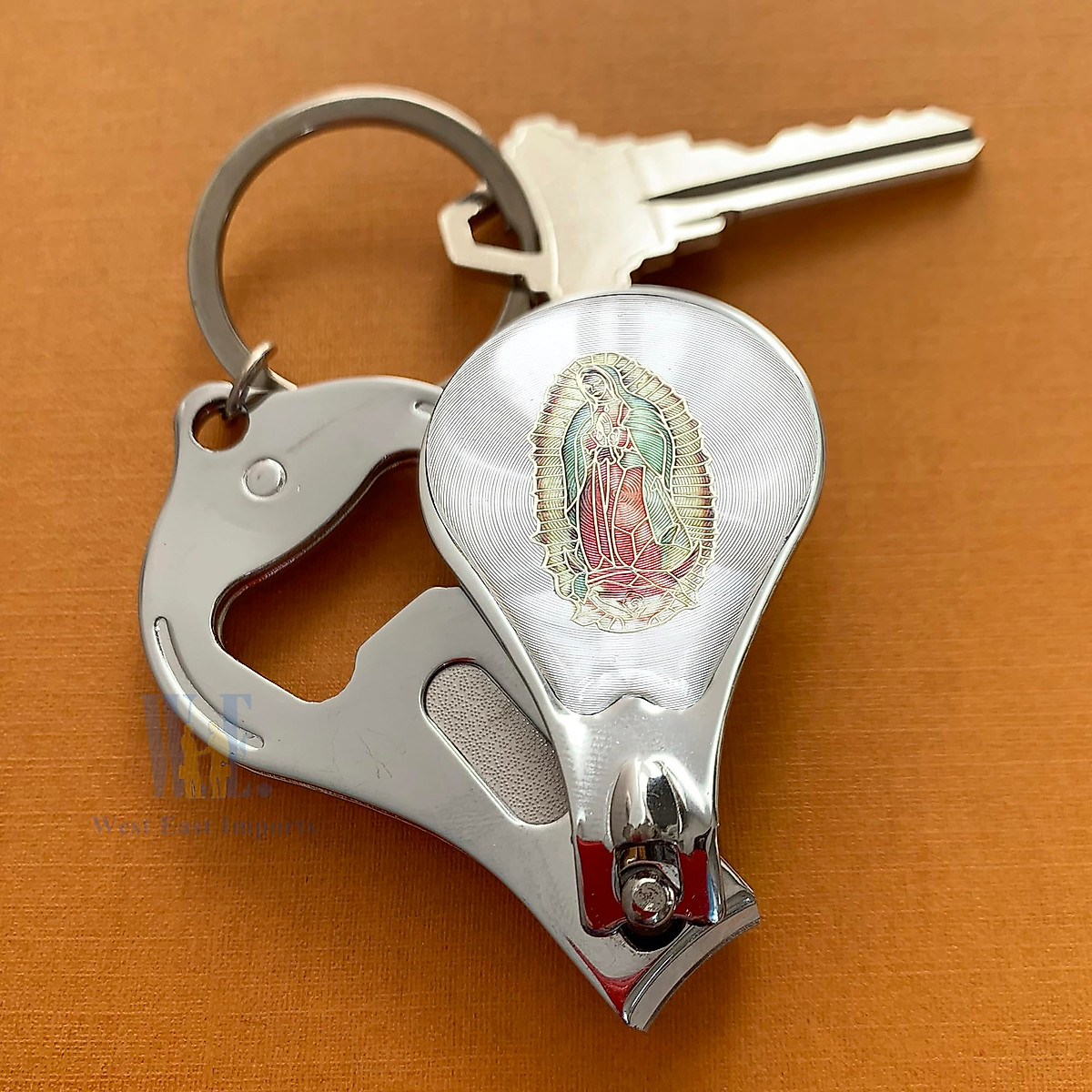 WE Our Lady of Guadalupe (12 PCS) Baptism Keychain with Nail Clipper and Opener Party Favors for Baby Boys and Girls/Bautizo Recuerdos/Gift for Guest/Christening/First Communion Favors