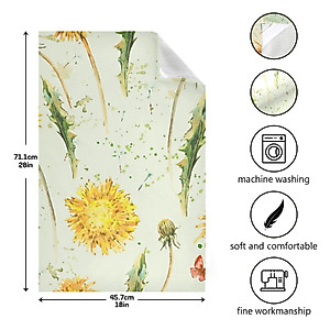 Jihqo Yellow Dandelion Dish Towels for Kitchen Soft Tea Towel Set of 4 Absorbent Dishcloths Hand Towels for Drying Dish Cloths 28" x 18"