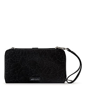 Sakroots Womens Bag in Eco-twill, Convertible Purse With Detachable Wristlet Strap, Includes Large Smartphone Crossbody, Quilted Black Spirit Desert, One Size US