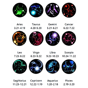 DEQIYIJI Zodiac Necklace Jewelry Birthday Gifts Astrology 12 Constellation Horoscope Sign Galaxy Crescent Half Moon Pendant Necklace Pisces