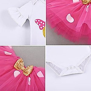 IBTOM CASTLE Newborn Toddler 1st/2nd/3rd Half Birthday Princess Mini Sequin Cake Smash Baptism Tutu Party Polka Dots Dress Bowknot Summer Playwear Sundress Homewear Sumsuit Dance Gown Hot Pink-ONE 1T