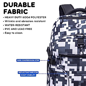 J World New York Atom Multi-Compartment Laptop Backpack, Camo, 18.5 X 13 X 7.5 (H X W X D)