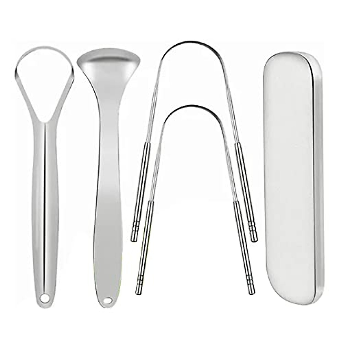 Tongue Scraper Set, Stainless Steel Smoothing Surfaces Safe Tongue Cleaner Tongue Cleaning Tool, Easy to Clean for reducing Bad Breath