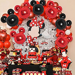 Black Mouse Balloons 4pcs Mouse Birthday Party Supplies Mouse Party Decorations 24inch Mouse Foil Balloons for 1st Birthday, Oh Twoodles, Baby Shower, New Year's Eve, Halloween Party Decorations