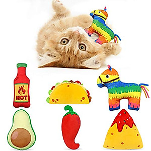 6 Pack Avocato Taco Chili Nacho Catnip Toys Dental Health Cat Toys Interactive Cat Toys for Indoor Cats Kitten Toy Cat Chew Toy Catnip Toys for Cats Gift for Cat Lovers Indoor Boredom Relief Supplies