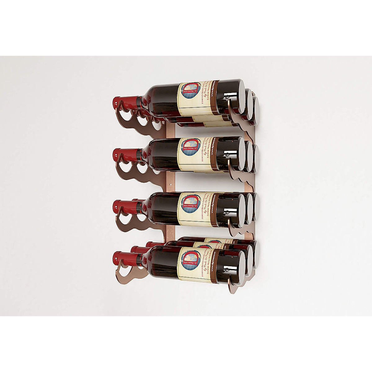 di prima usa Wine Rack Wall Mounted for Wine Bottles - Luxury Metal Wine Rack Mount - Long-Lasting Hanging Wine Rack for Wall Mount, Cellar, Kitchen, Living Room - Triple Depth Row – 12 Bottles