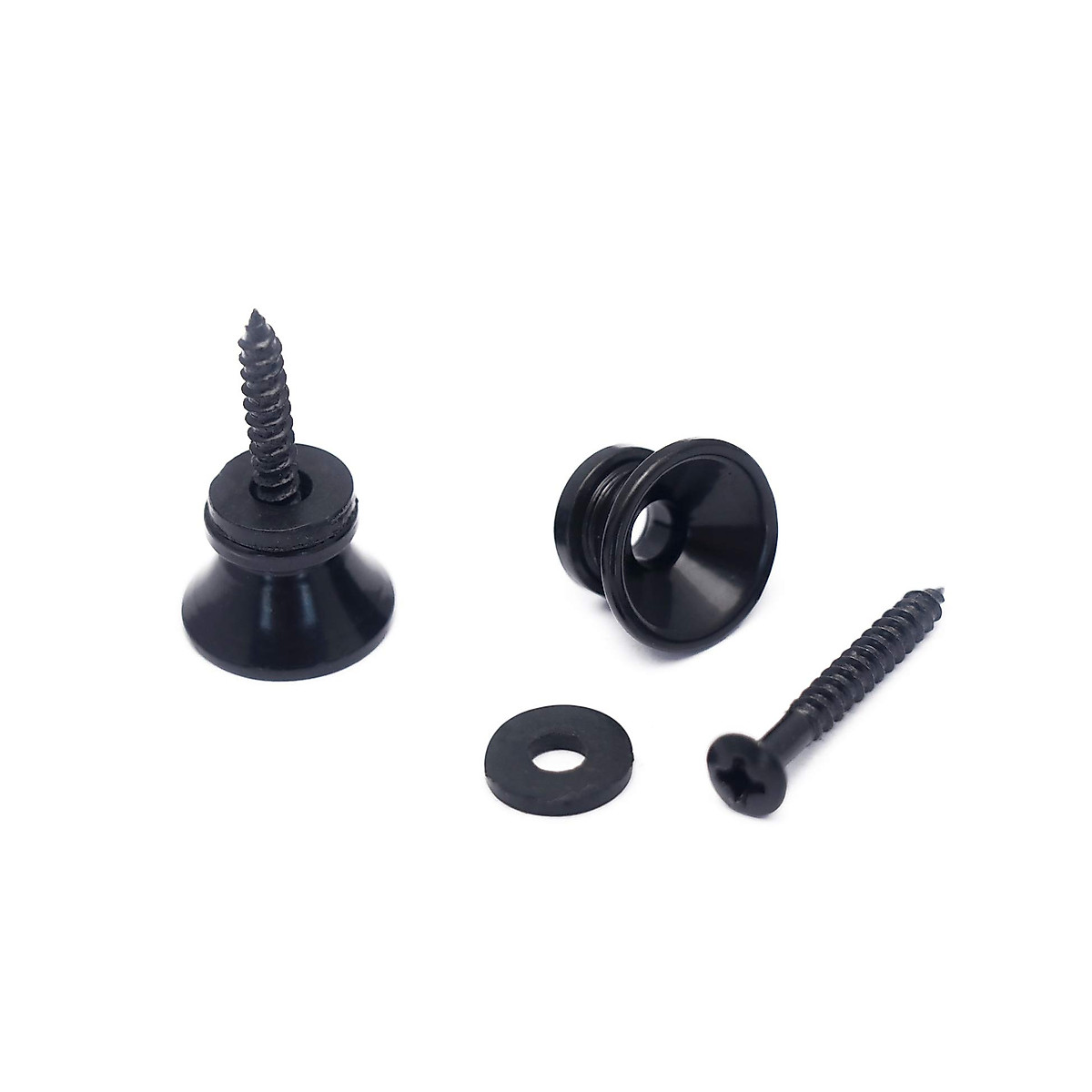 Metallor Guitar Strap Locks and Buttons End Pins with Mounting Screws and Washers for Electric Guitar Bass Acoustic Guitar Ukulele Mandolin. (Black)