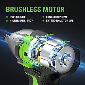 Greenworks 24V Brushless 1/2" Cordless Impact Wrench (3 Speed / 300 ft.-lbs. / LED Light), 4.0Ah Battery and Compact Charger Included