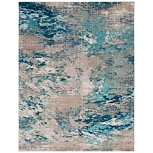 SAFAVIEH Madison Collection Area Rug - 9' x 12', Blue & Grey, Modern Boho Abstract Design, Non-Shedding & Easy Care, Ideal for High Traffic Areas in Living Room, Bedroom (MAD440M)