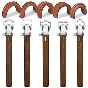 Therwen 5 Pieces Sculpture Scraper Clay Extruder Tool Pottery Carving Pottery Cup Handle Shape Tool Teacup Mug Handgrip Clay Cutters with Wooden Handle for Cup Making Ceramic Sculpture Craft