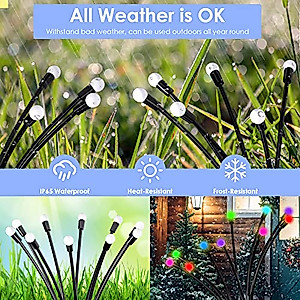 ZWOOS 4-Pack 10 LED Solar Firefly Lights, Solar Outdoor Lights Waterproof for Garden, Patio, Yard - Light Up Whole Night (RGB)