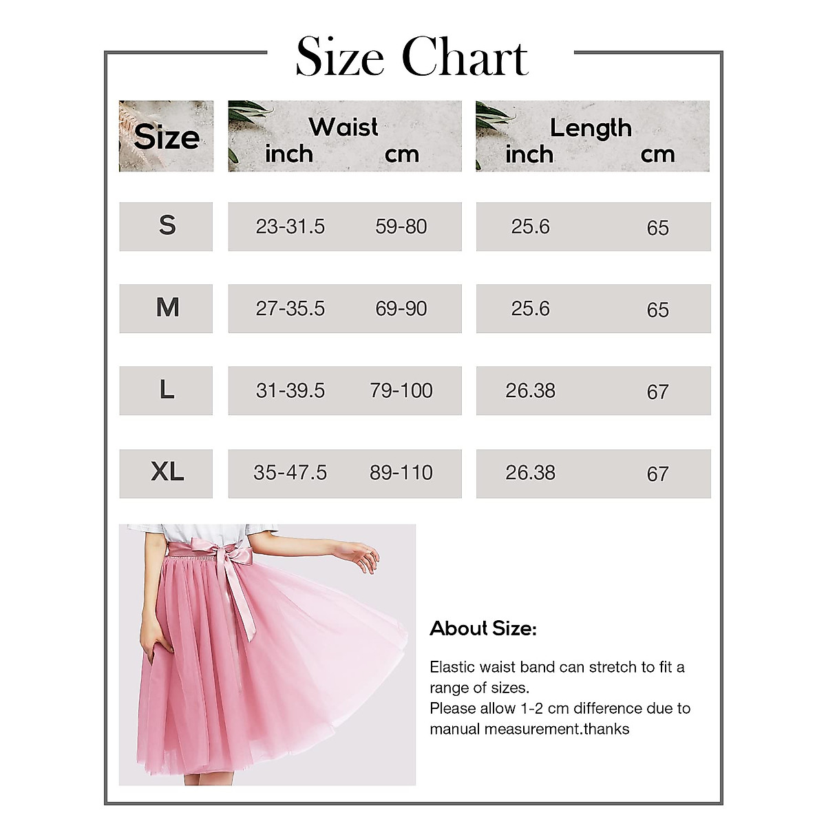 Black Tulle Skirt for Women 6 Layers Elastic Waistband Prom Party Dress Black S