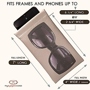 MyEyeglassCase Soft Sunglasses Case Large Squeeze Top - Multifunctional Eyeglass Pouch w/Microfiber Cloth - Large Sunglass Cases - Soft Glasses Sleeves for Men & Women (CT8 Pearl)
