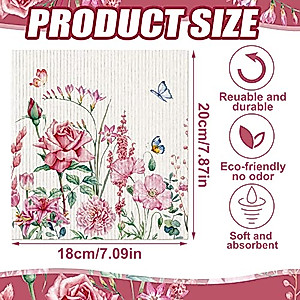 Sunnyray 12 Pcs Swedish Kitchen Dish Towels Dishcloth Reusable Sponge Cleaning Cloth Kitchen Towels Absorbent Washable Dish Cloth Drying Hand Towel(Multicolor, Wildflowers)