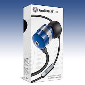 GOgroove AudiOHM HF Earbud Headphones with Mic, Deep Bass, & Comfortable Ear Gels (Blue) in-Ear Earphones Featuring Noise Isolating Design, Durable Alloy Driver Housing, Ergonomic Angled Fit