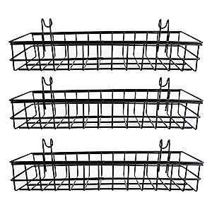 Prettyia 3 pieces Metal Wire Basket Rack Mountable Wire Organizer Storage Flower Pot Display Decor