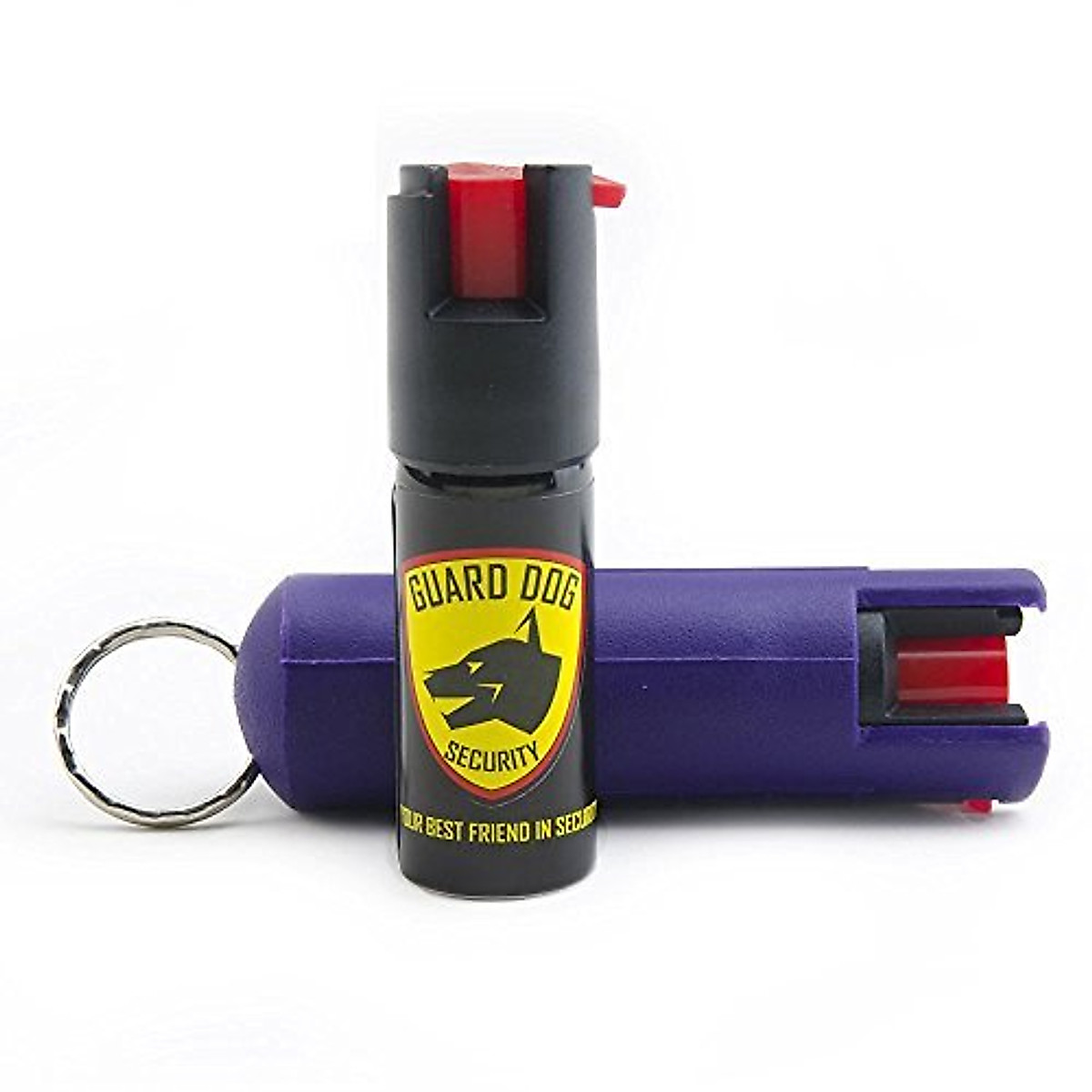 GUARD DOG SECURITY Quick Action Pepper Spray Keychain - Maximum Strength MC 1.44 - Pepper Spray Range up to 16 ft - Made in USA - Purple