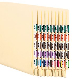 Smead BCCRN Bar-Style Color-Coded Numeric Label, 0-9, Label Roll, Assorted Colors (67380)
