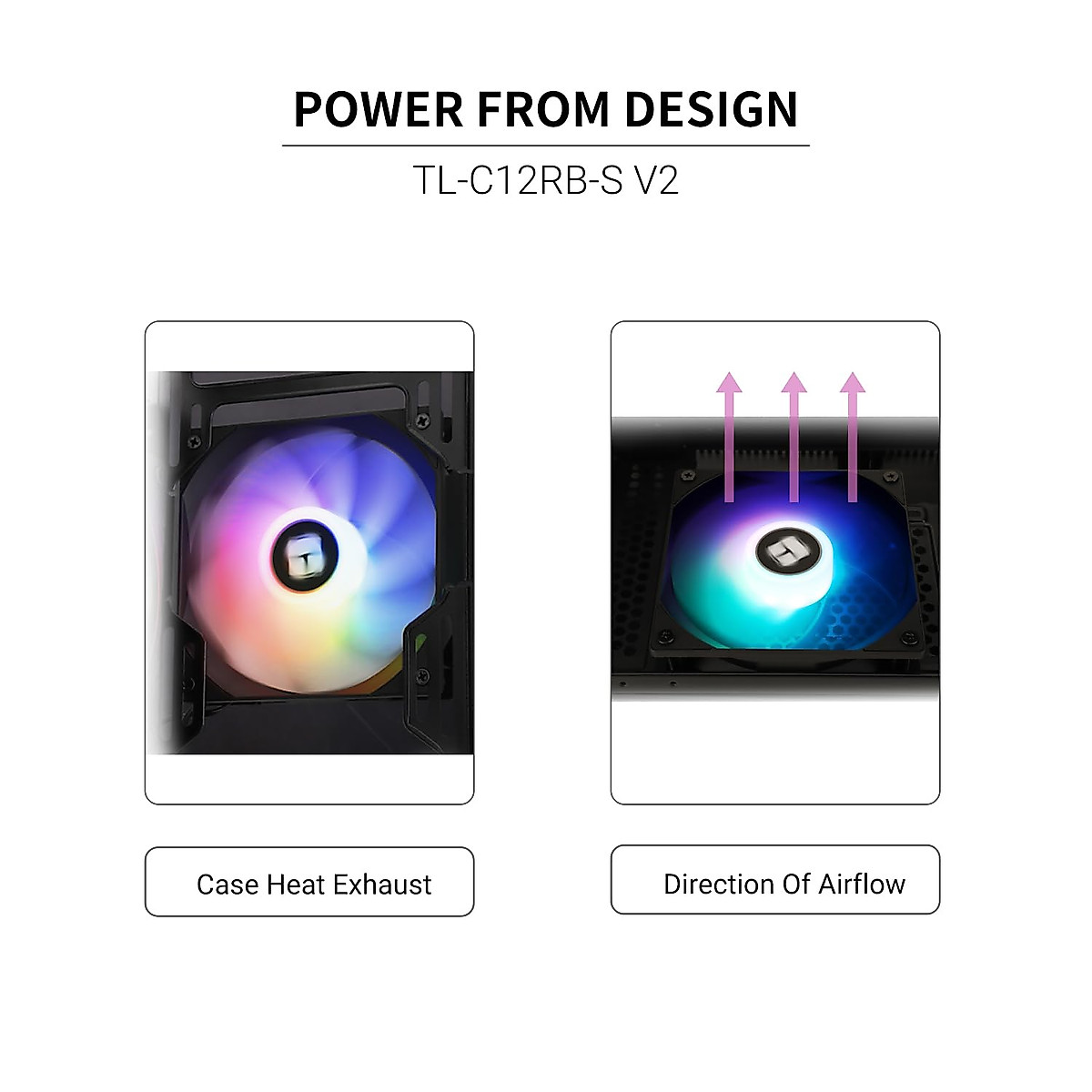 Thermalright TL-C12RB-S V2 CPU Fan Case Cooler PWM Fan, 4pin PWM Connector Computer Fan with ARGB Aperture, 1500RPM Speed PC Cooling Reverse Fan(120mm,Black)