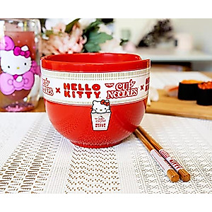 Sanrio Hello Kitty x Nissin Cup Noodles Red Ceramic Ramen Bowl and Chopstick Set