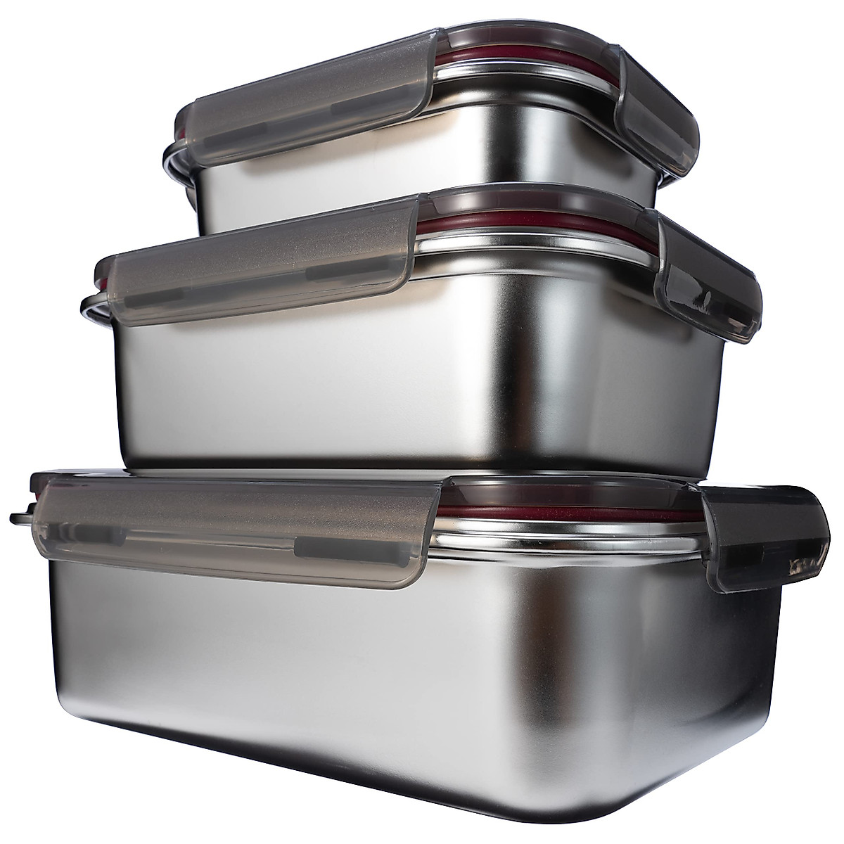 GC GENICOOK Stainless steel food storage containers leak proof & airtight lids for Kitchen,stainless steel bowl,meal prep lunch box,freezer and microwave safe,rectangular,reusable & stackable