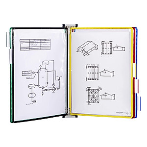 Tarifold Wall Mount Reference and Display System with 5 Letter-Size Pockets in Assorted Colors (W290)