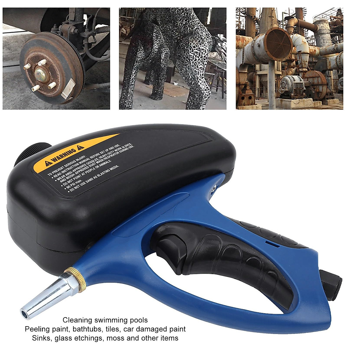 Sand Blasting Fast Plug in Connector Soda Blaster 90PSI Pressure 500ml Capacity for Manual Automatic and Furniture Repairs