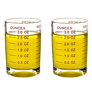 Shot Glass Measuring Cup 3 Ounce/90ML Liquid Heavy High Espresso Glass Cup 2 pcs by TIYOORTA (Red 90ML 2PCS)