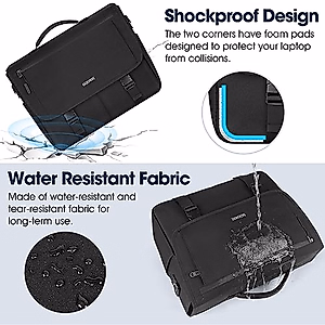 Messenger Bag for Men Messenger Bag 15.6 Inch Water Resistant Laptop Bag Casual Satchel Bags for Men Large College Computer Bag Office Work Briefcase Fashion Crossbody Shoulder Handbag, Black