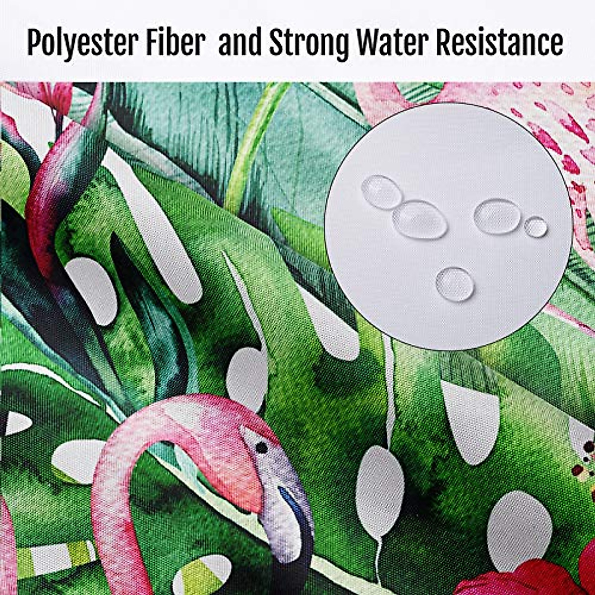 Britimes 4 Piece Shower Curtain Sets, with 12 Hooks, Tropical Leaf Flamingo with Non-Slip Rugs, Toilet Lid Cover and Bath Mat, Durable and Waterproof, for Bathroom Decor Set, 72" x 72"