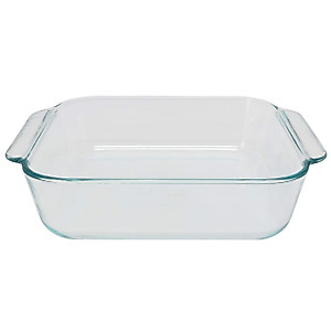 Pyrex Bundle - 4 Items: (1) 222 2qt Glass dish with (1) 222-PC 2qt Blue Lid & (1) 233 3qt Glass Dish with (1) 233-PC 3qt Blue Lid Made in the USA