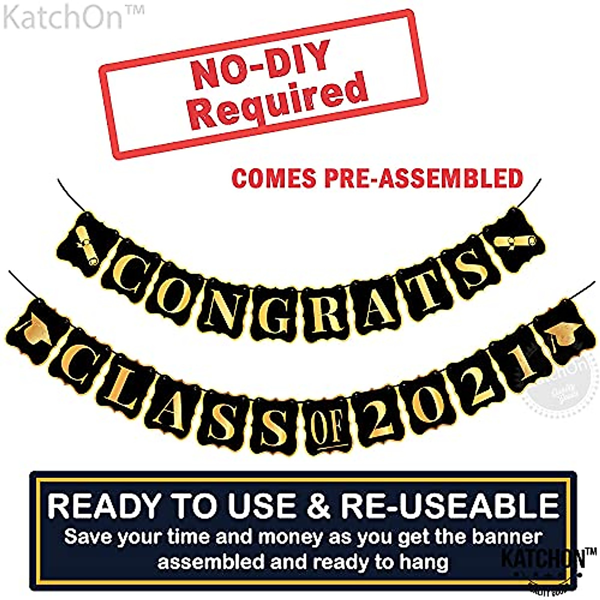 Large Congrats Class Of 2022 Banner for Class Of 2022 Party Decorations - No DIY | Pom Poms, Hanging Swirls with Class Of 2022 Backdrop | Class Of 2022 Decorations Banner for Graduation Party Supplies