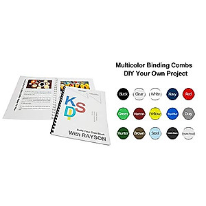 Rayson CR-12-100-M Plastic Binding Combs 1/2in. 21-Ring, 90-Sheet Capacity, Colorful Comb Binding Spines, Max. Binding A4 Size Paper (8.3"×11.7"), Box of 100