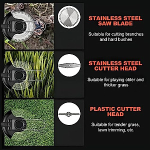 Electric Weed Eater, Weed Wacker Battery Powered, Cordless Lawn Trimmer Weed Eater Tool with Adjustable Handle 3 Function Blades Weed Eater Brush Cutter for Yard and Garden